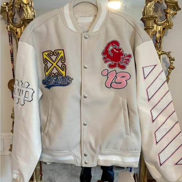 Off-White | Jackets & Coats | Offwhite Wo Varsity Bomber Jacket | Poshmark